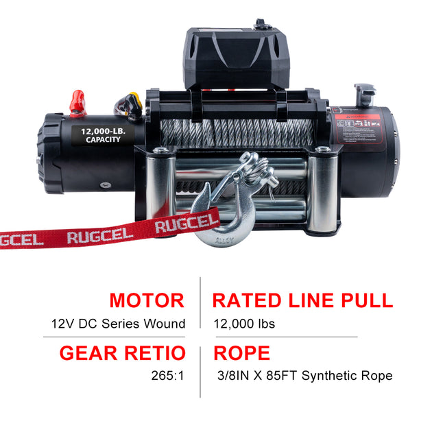 RUGCEL 12V 12000LB WINCH Steel Rope – RUGCEL WINCH